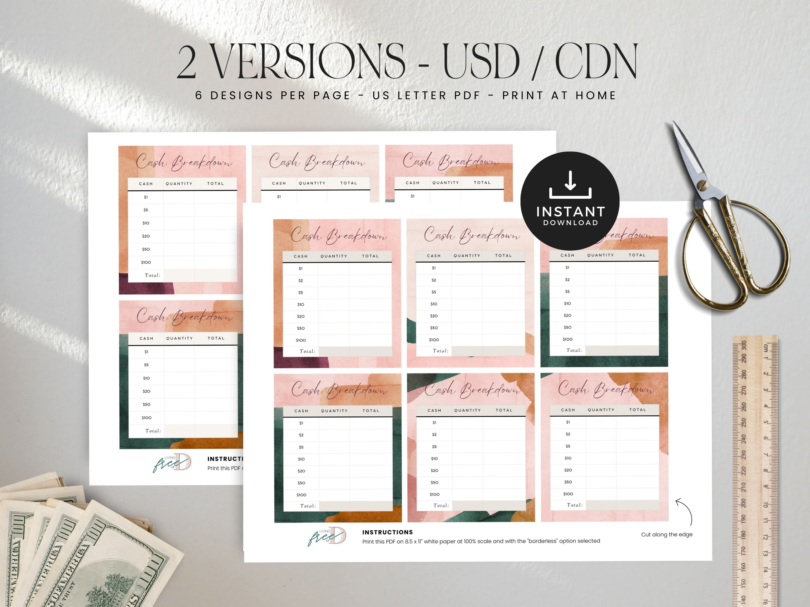 Cash Breakdown Slip, Bank Teller Slip Printable, Coin Counting, Money ...