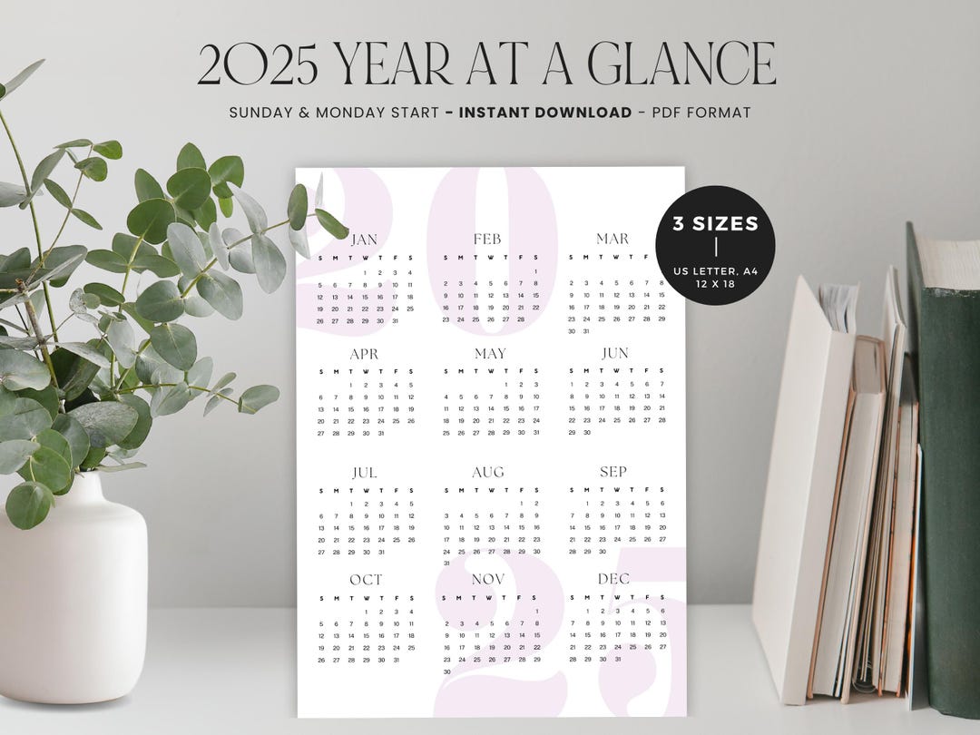 2025 Calendar Portrait, 2025 Monthly Calendar, 12-month Calendar ...