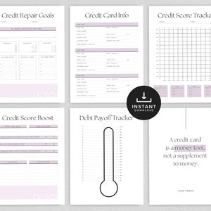 Credit Repair Printable Set, Credit Score Trackers, Money Goals, Debt ...