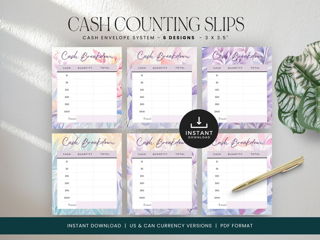 Cash Breakdown Slip, Bank Teller Slip Printable, Coin Counting, Money ...