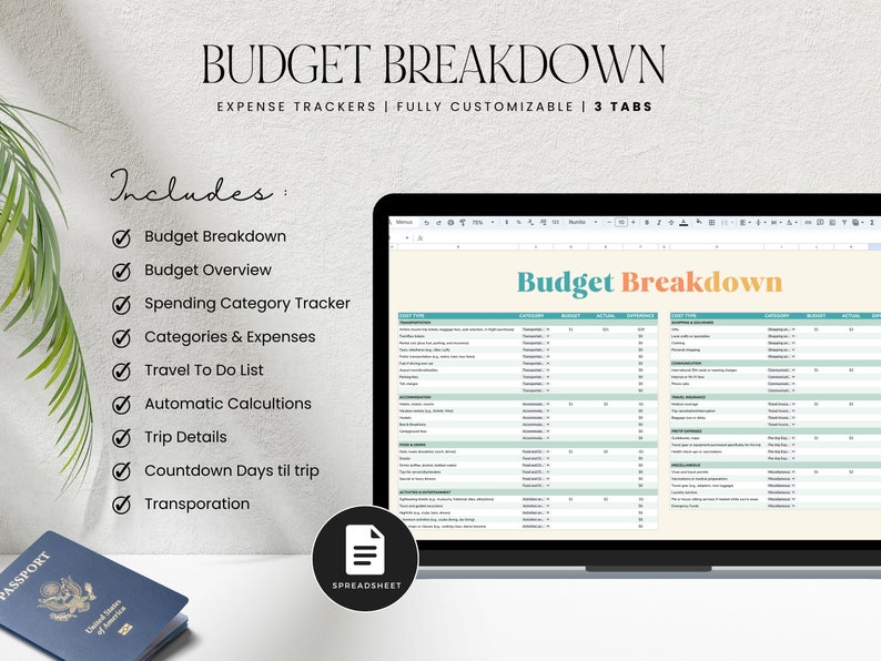 Family Vacation Budget Planner, Travel Budget Spreadsheet Template ...