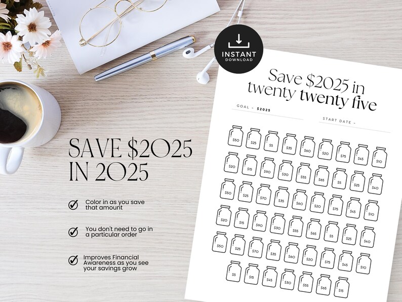 2025 Savings Challenge, Save 2025 in 2025 Savings Challenge Printable ...