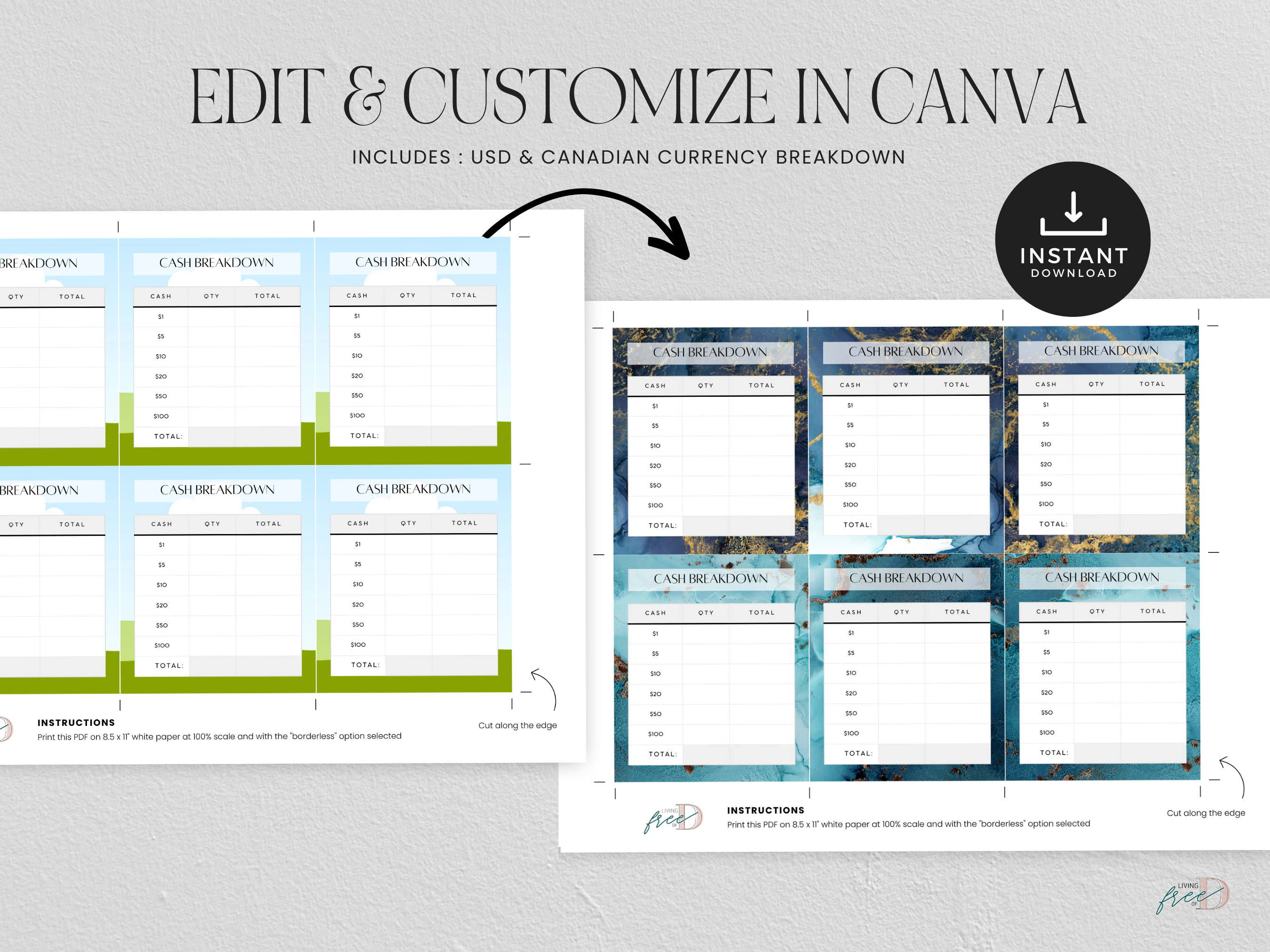 Cash Breakdown Slips Canva Template, Editable Cash Counting Tracker ...