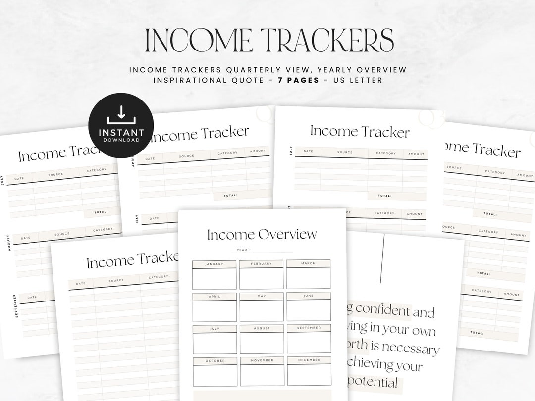 Income Tracker Printable, Budget Planner, Financial Trackers, Finance ...