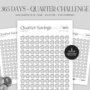 365 Days Savings Challenge, Quarter Challenge Chart Printable, 365 Days ...