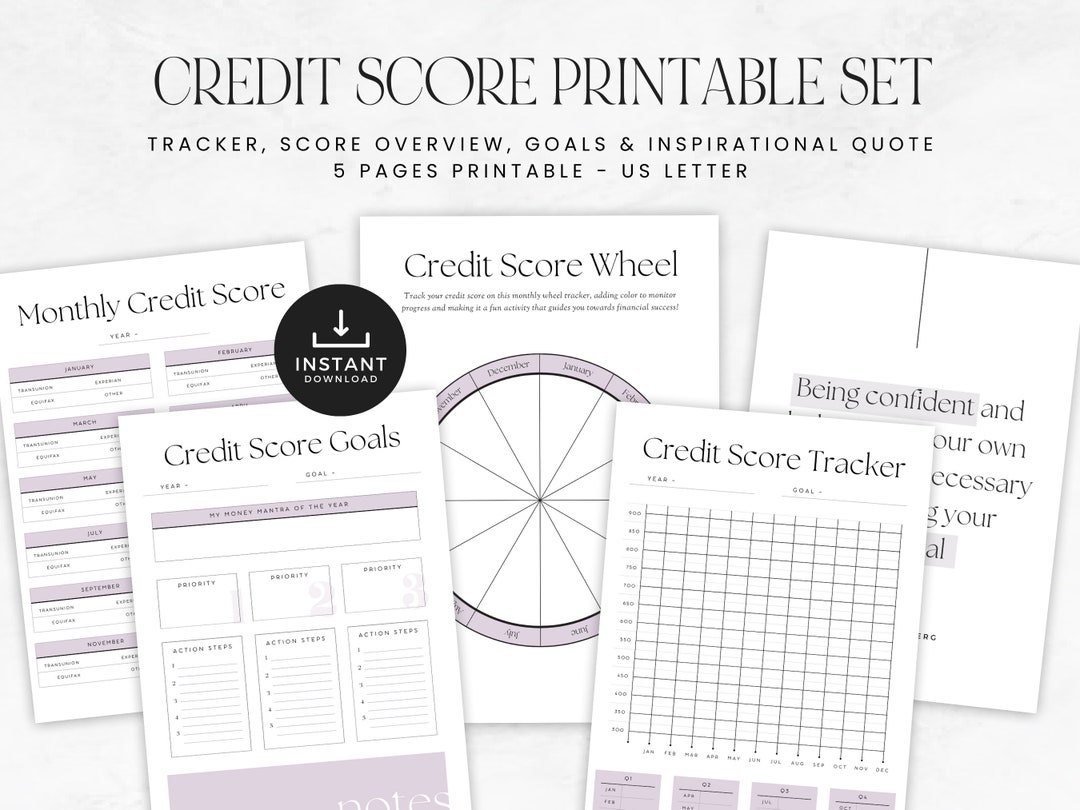 Credit Score Planner Printable Set, Credit Score Trackers, Money Goals ...
