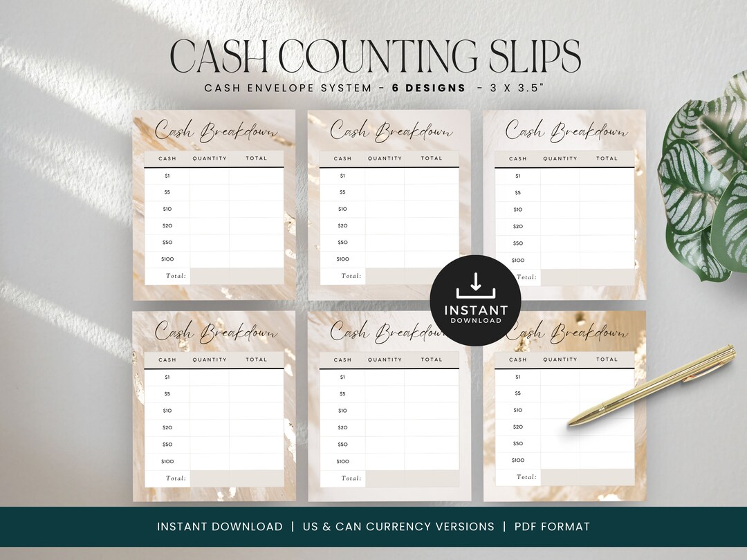 Cash Breakdown Slip, Bank Teller Slip Printable, Coin Counting, Money ...