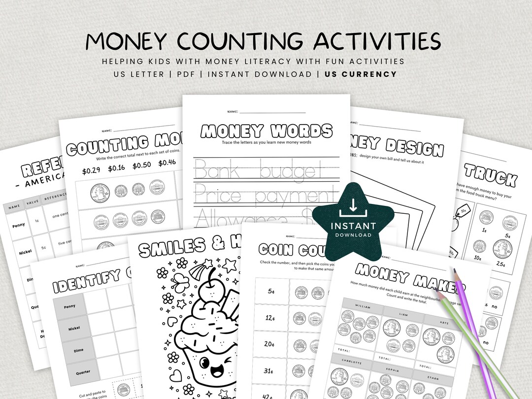 Kids Money Activity, US Coins Learning Worksheets, Learning Money Value ...