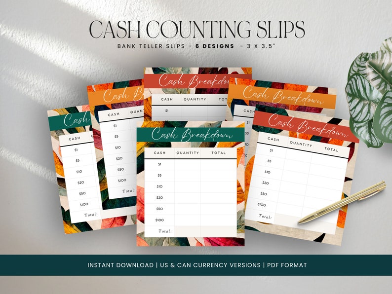 Cash Breakdown Slip, Bank Teller Slip Printable, Coin Counting, Money ...