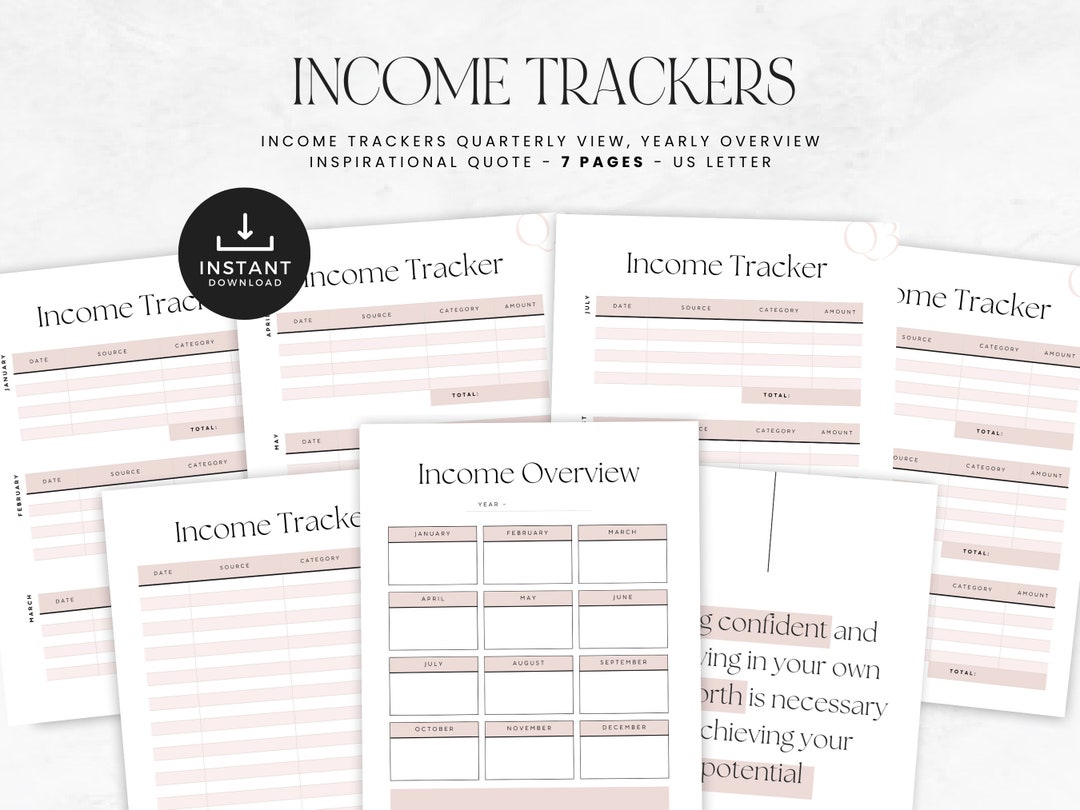 Income Tracker Printable Set, Budget Planner, Financial Trackers ...