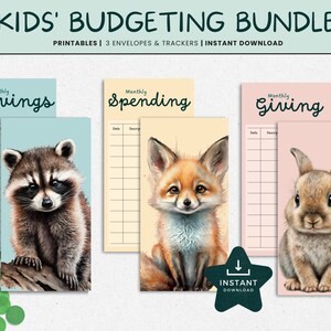 Kids Budgeting Printable Set, Cash Envelopes With Transaction Tracker ...