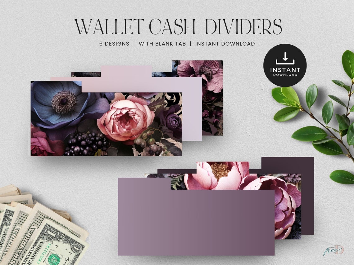 Cash Tab Dividers for Wallet, Cash Organizer, Cash Envelope Wallet ...