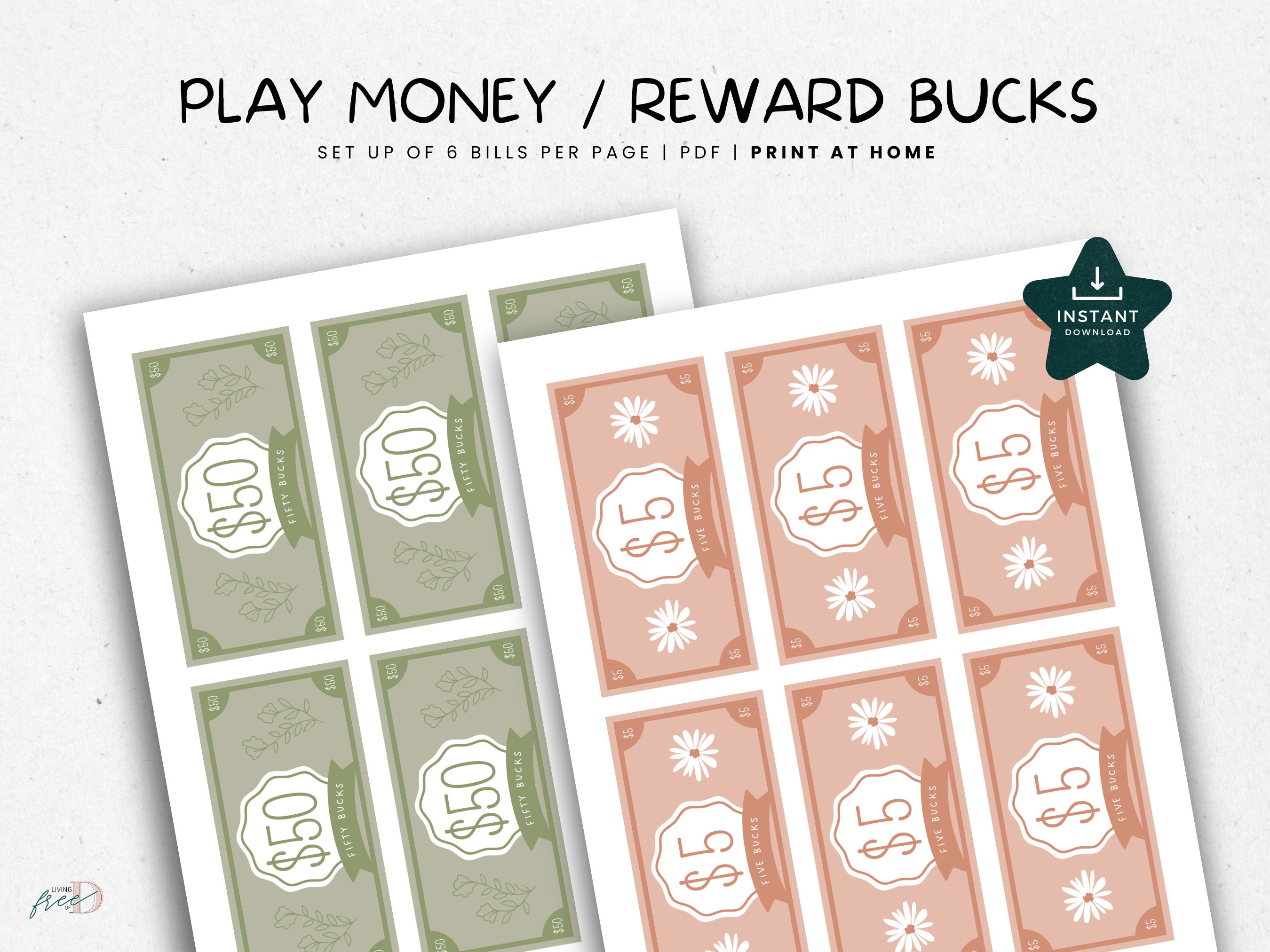 Play Money PDF, Play Money for Kids, Reward Bucks Printable, Money ...