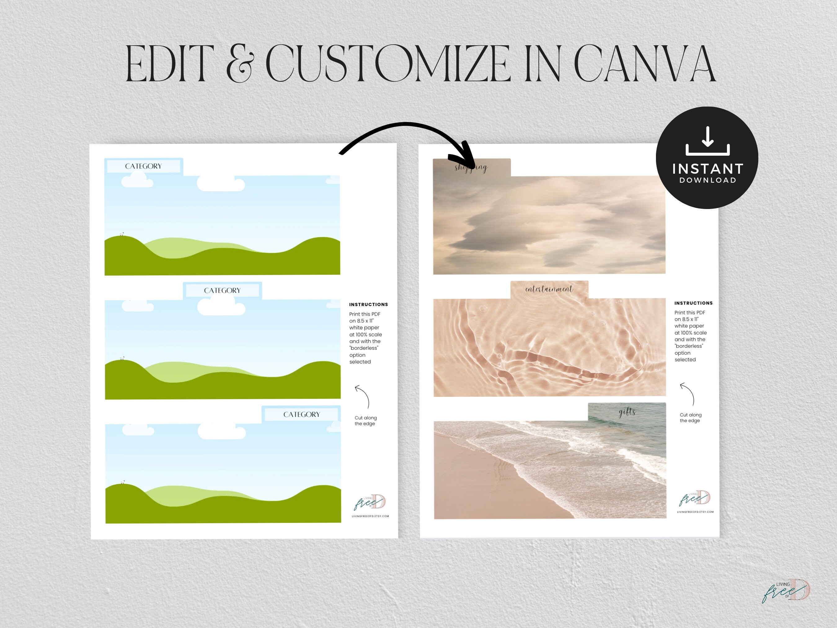 Wallet Cash Dividers Inserts Canva Template, Editable Money Dividers ...