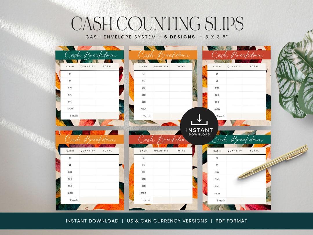 Cash Breakdown Slip, Bank Teller Slip Printable, Coin Counting, Money ...