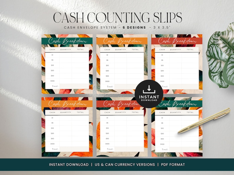 Cash Breakdown Slip, Bank Teller Slip Printable, Coin Counting, Money ...