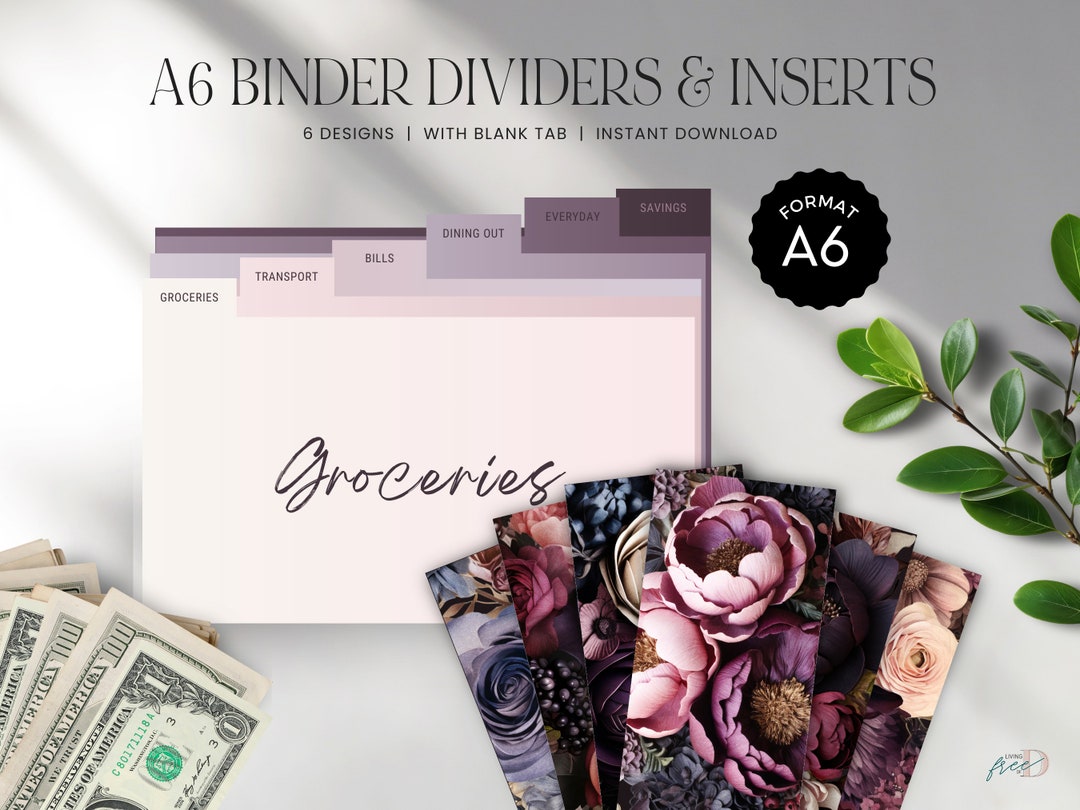 A6 Binder Cash Tab Dividers and Inserts, Money Organizer, Cash Envelope ...