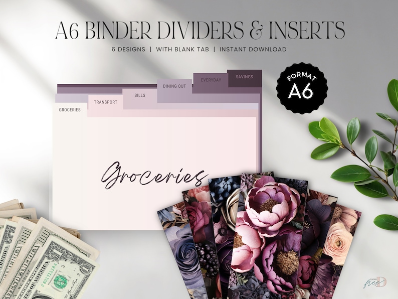 A6 Binder Cash Tab Dividers and Inserts, Money Organizer, Cash Envelope ...