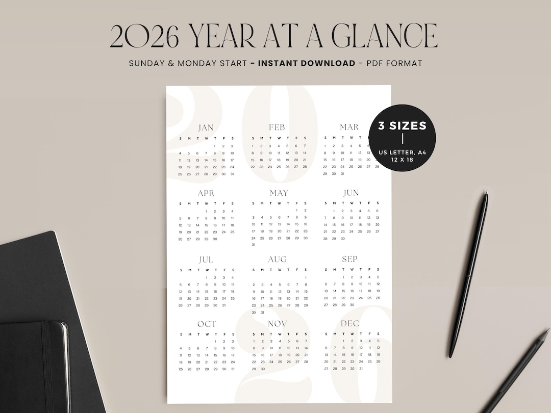 2026 Calendar Portrait, 2026 Monthly Calendar, 12-month Calendar ...