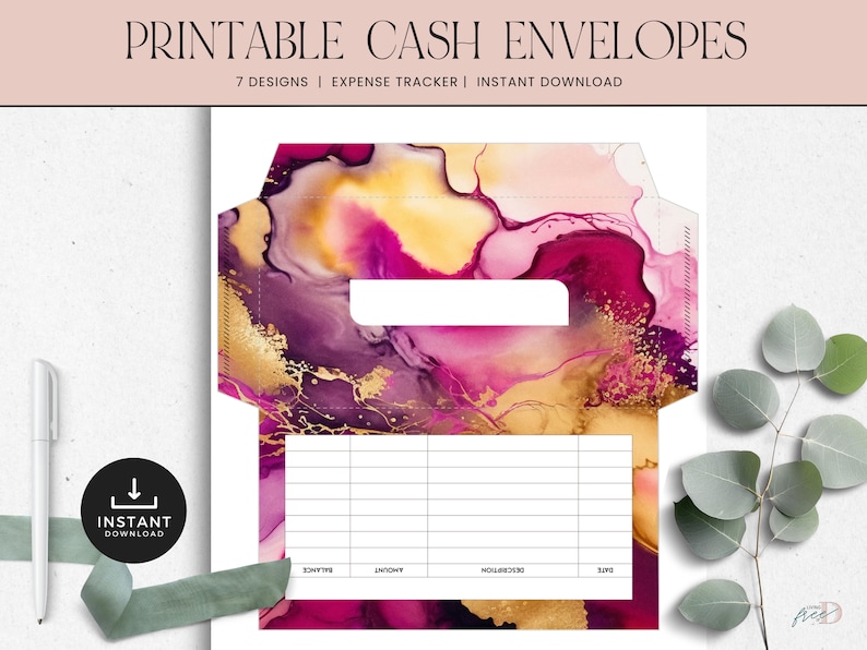 Cash Envelope Printable With Transaction Tracker, Horizontal Budget ...