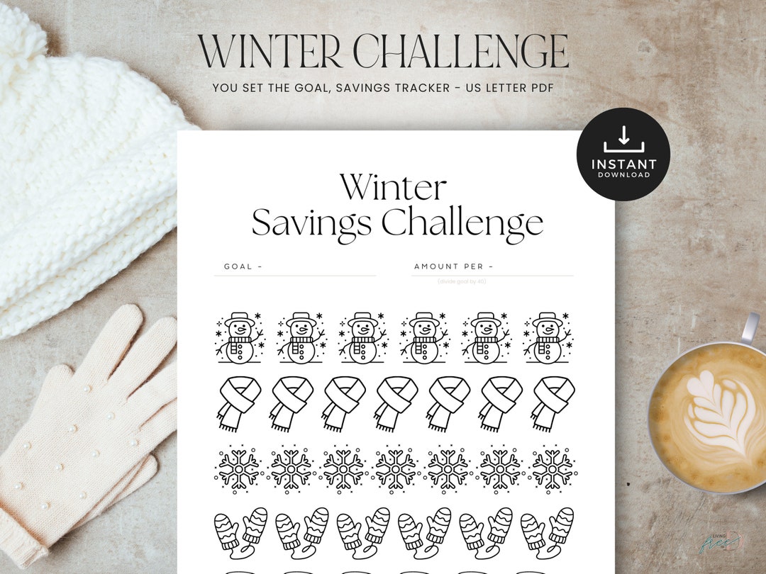 Winter Savings Challenge, Savings Tracker Printable, Savings Goals ...