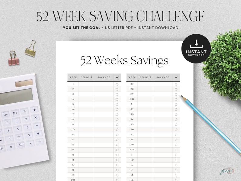 52 Weeks Saving Challenge 2024 Savings Challenge Printable - Etsy
