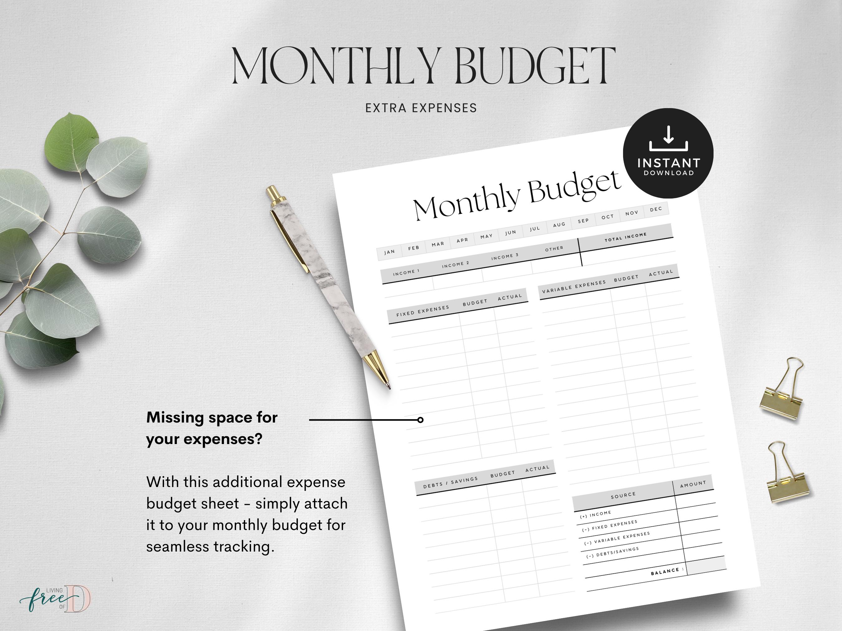 2026 Monthly Budget Planner Printable: Gray Financial Tracker ...