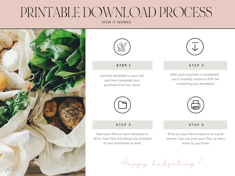 Grocery Budget Printable Food Shopping With Budget & Spending - Etsy