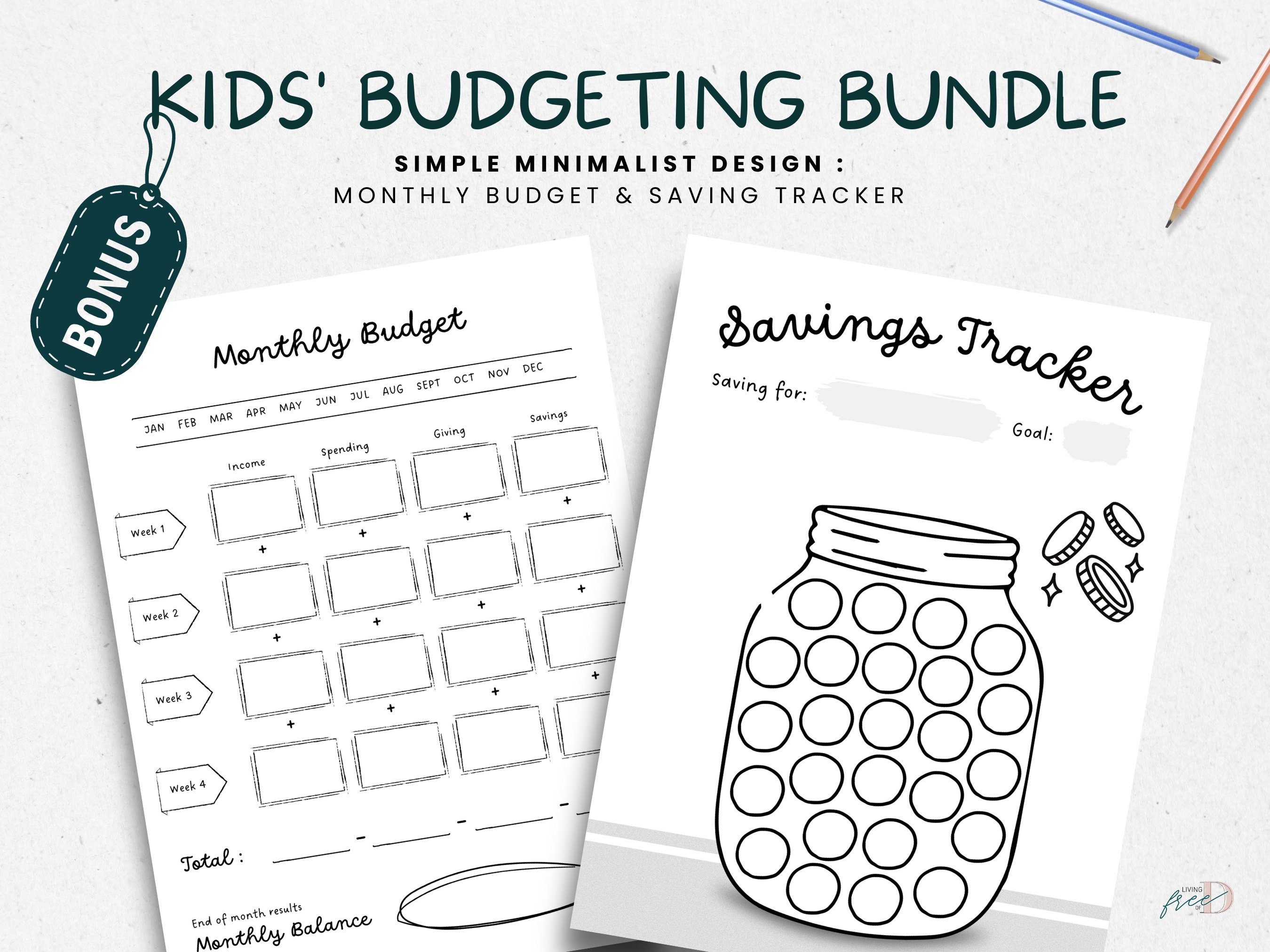 Kids Budgeting Printables Set, Cash Envelopes W/ Transaction Tracker ...