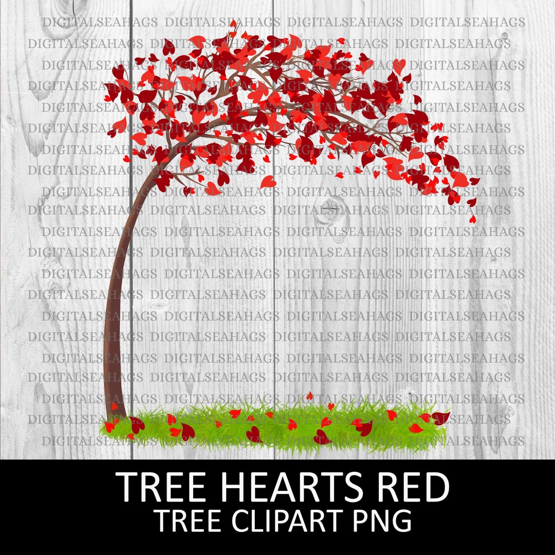 Tree Red Heart Leaves Clipart, Bestie Sister Family Tree With Hearts ...