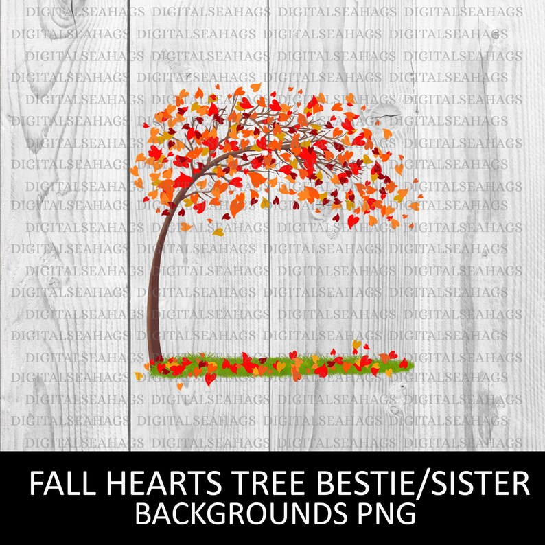 Fall Tree Clip Art Heart Shaped Leaves PNG Sublimation - Etsy