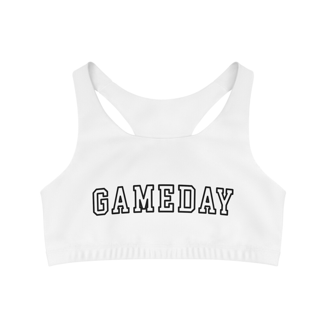Gameday Black Block Outline Lettering - Seamless Sports Bra (AOP) - Etsy