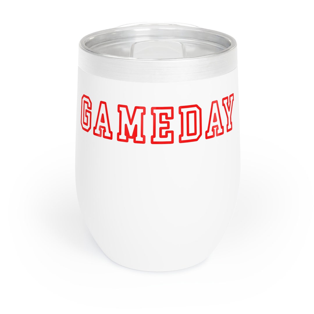 Gameday Red Block Outline Lettering Chill Wine Tumbler - Etsy