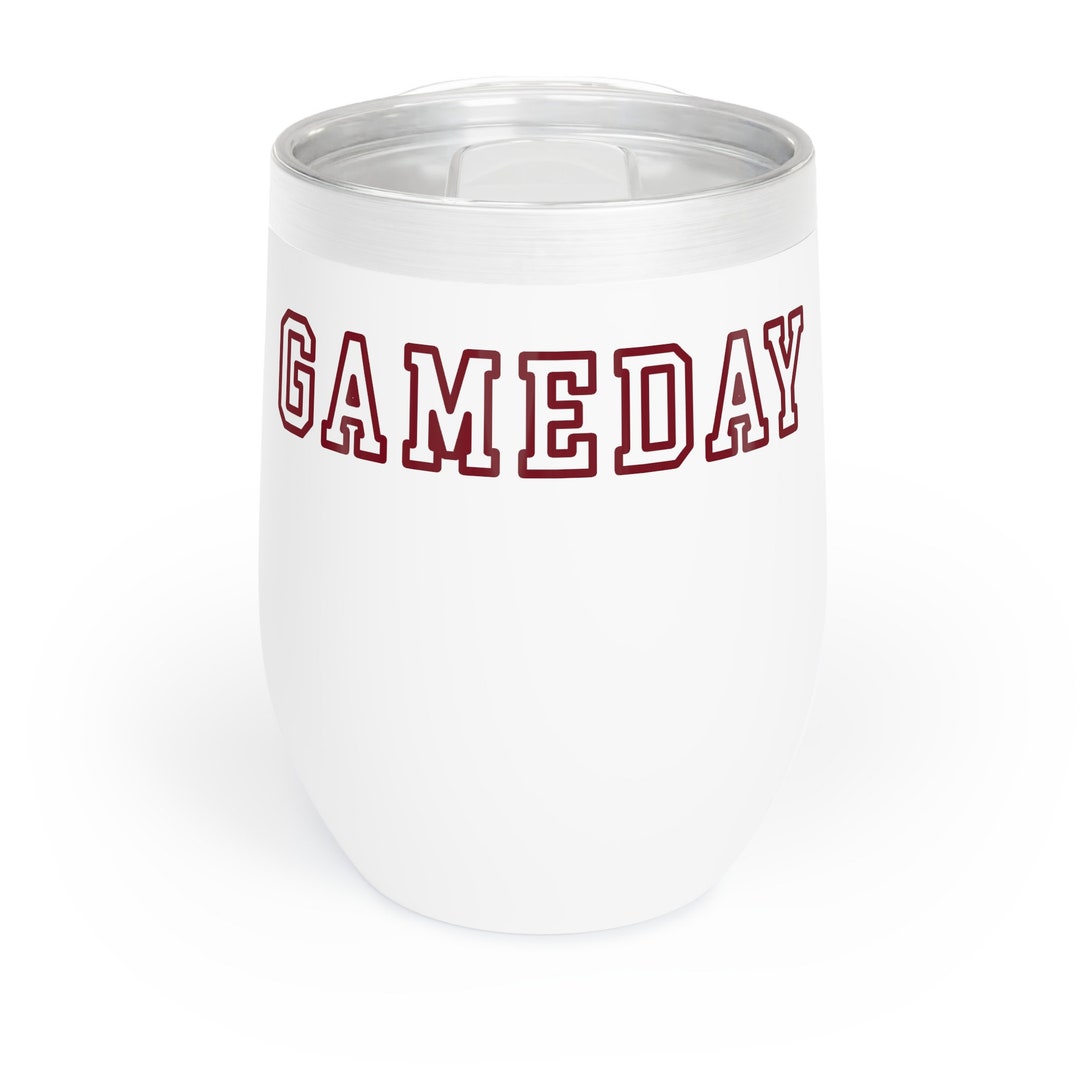 Gameday Maroon Block Outline Lettering Chill Wine Tumbler - Etsy