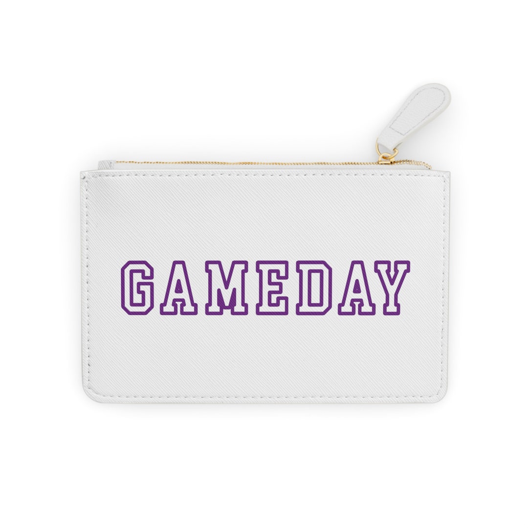Gameday Purple Block Outline Lettering Mini Clutch Bag - Etsy