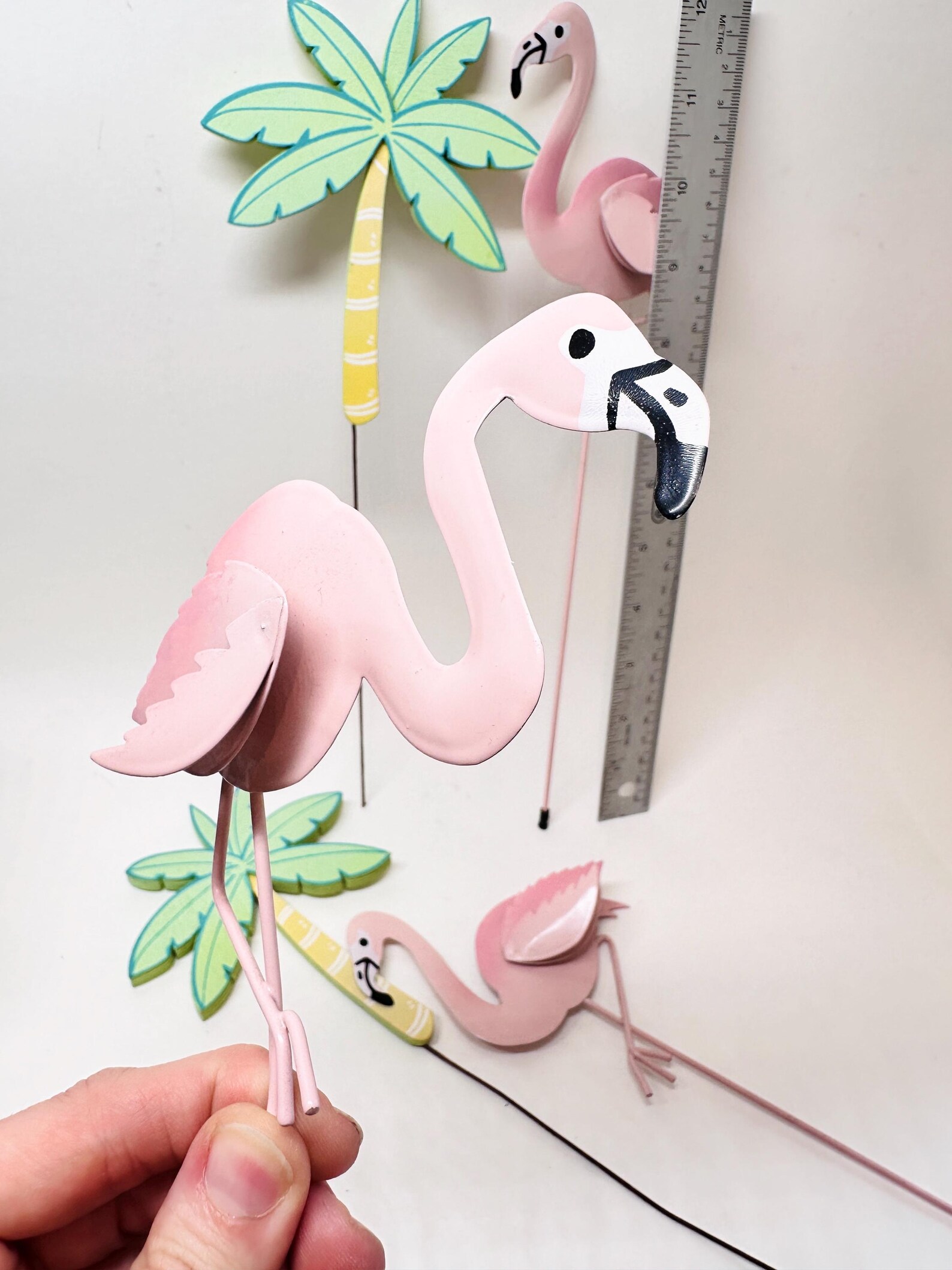 Metal Pink Flamingo & Palm Tree Plant Stakes, Tiki Decor - Set of 5 - Etsy