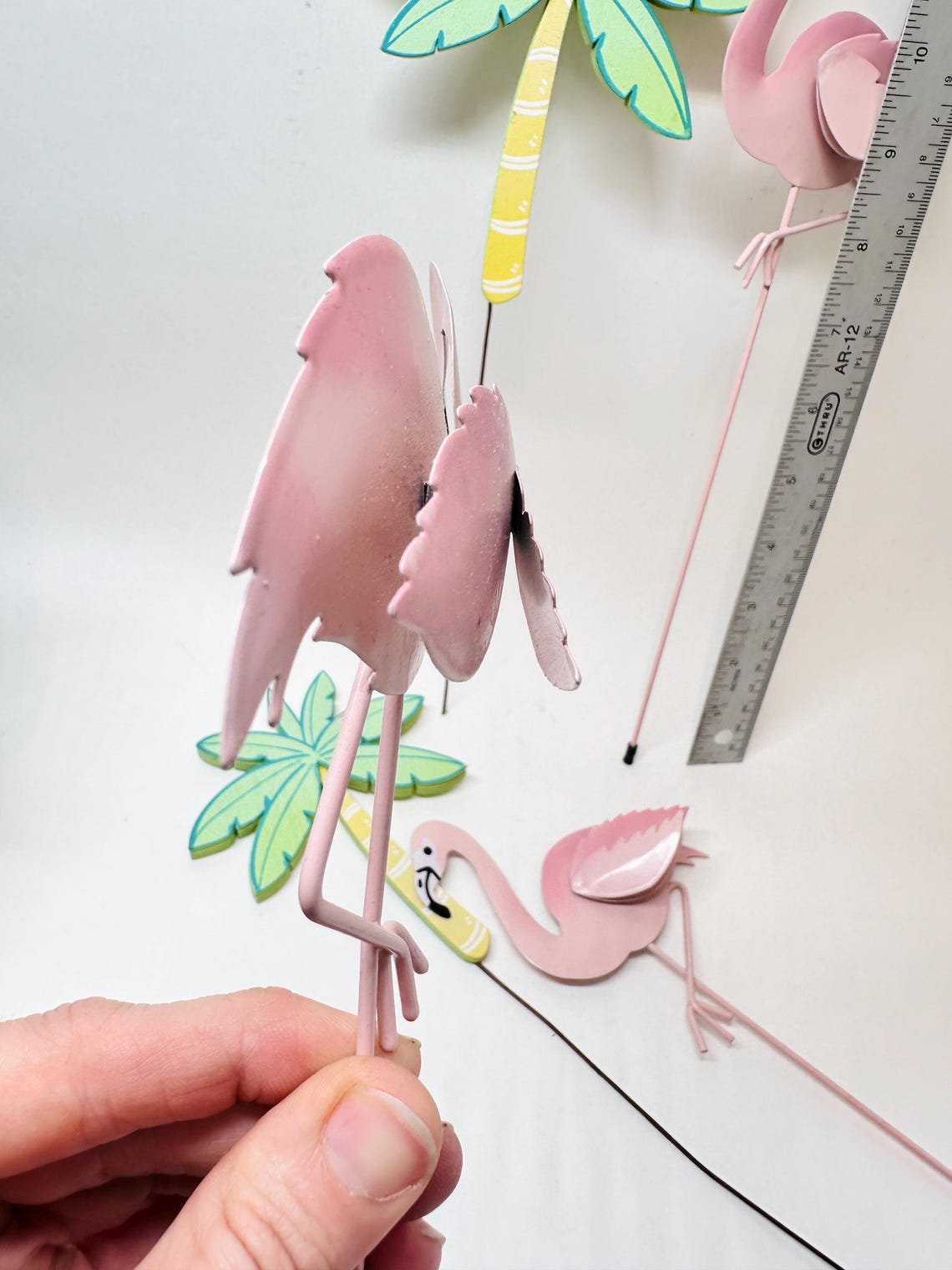 Metal Pink Flamingo & Palm Tree Plant Stakes, Tiki Decor - Set of 5 - Etsy