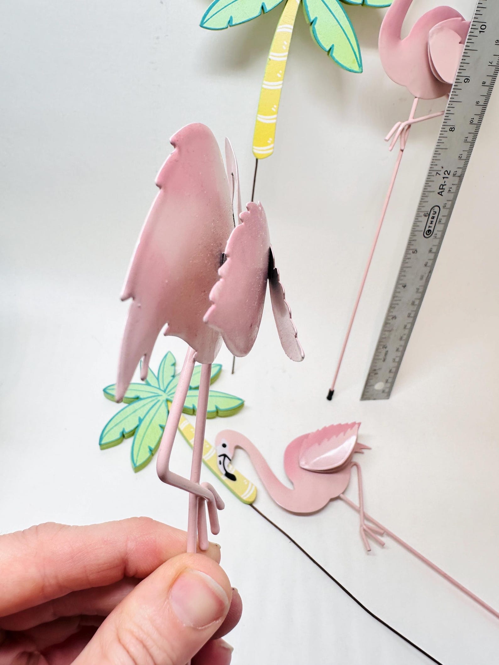 Metal Pink Flamingo & Palm Tree Plant Stakes, Tiki Decor - Set of 5 - Etsy