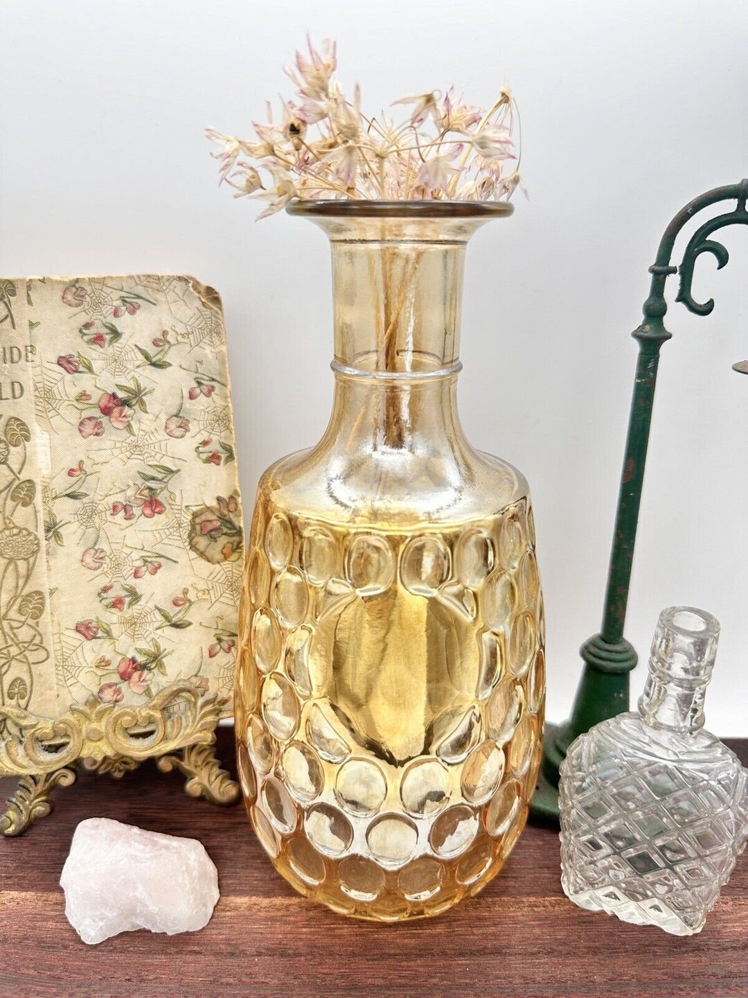 Vtg Old Forester Whiskey Decanter Amber Glass Thumbprint Apothecary ...