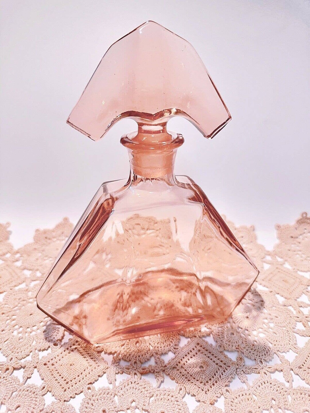 Antique Czech Art Deco Pink Glass Big Perfume Bottle Decanter - Etsy