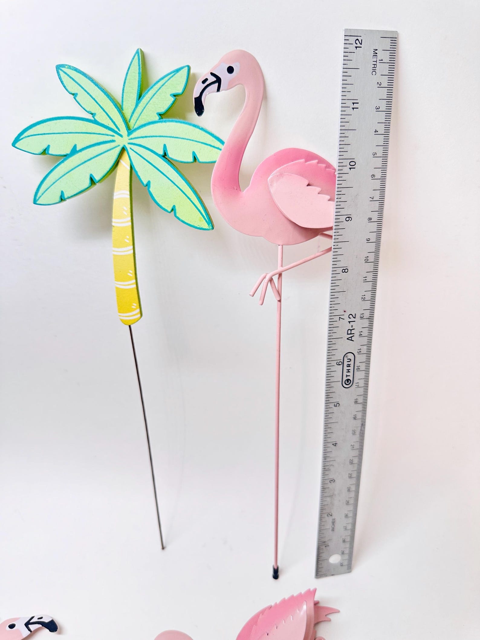 Metal Pink Flamingo & Palm Tree Plant Stakes, Tiki Decor - Set of 5 - Etsy