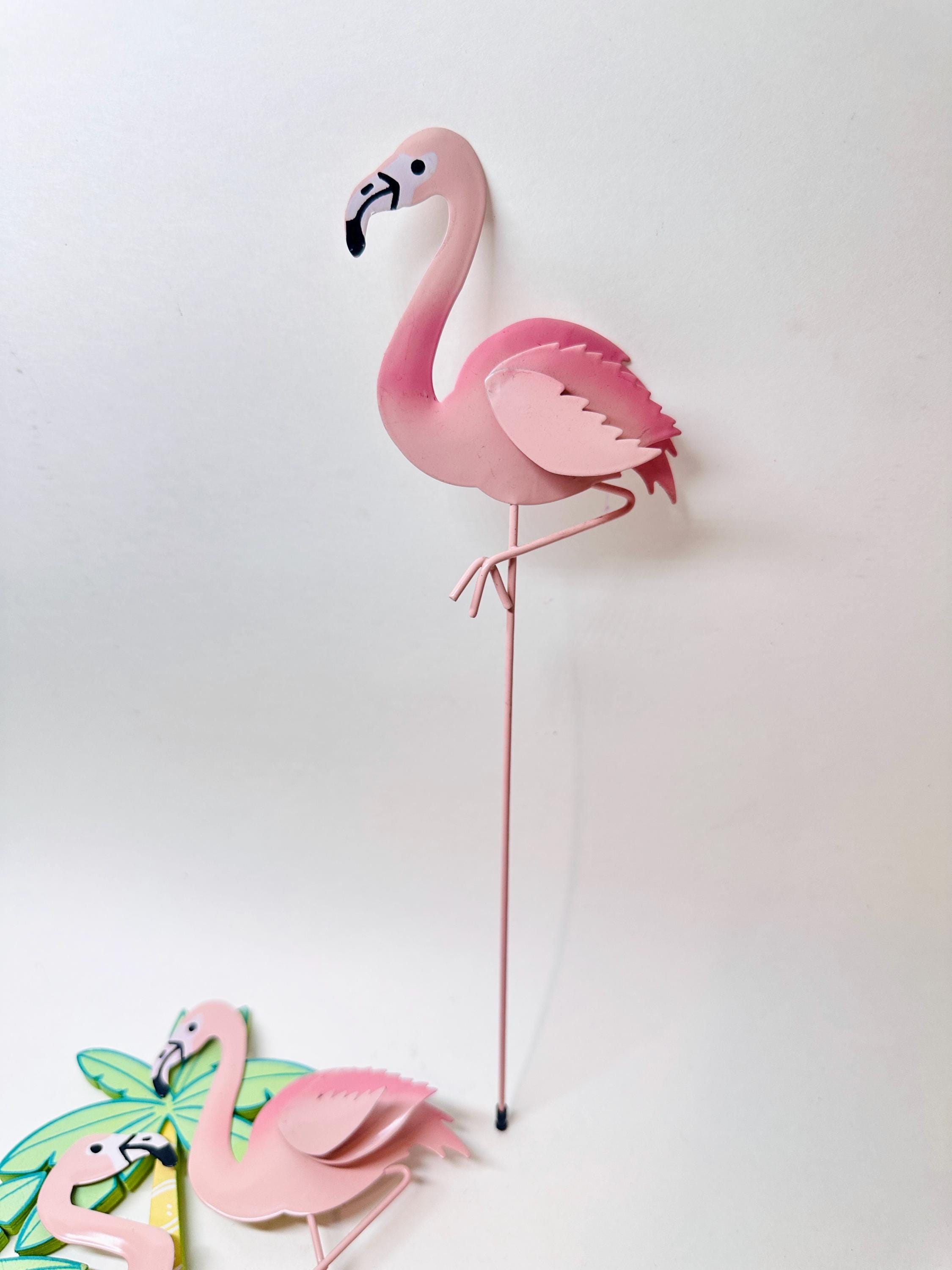 Metal Pink Flamingo & Palm Tree Plant Stakes, Tiki Decor - Set of 5 - Etsy