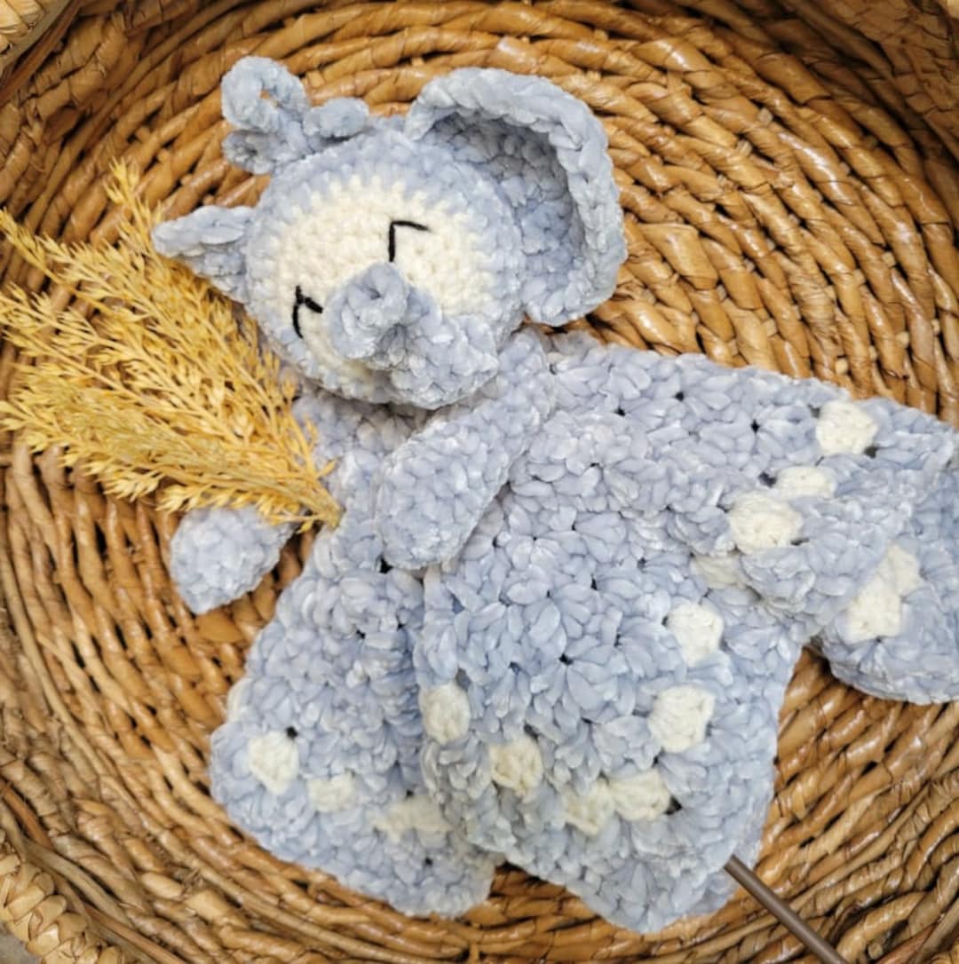 Crochet Pattern, Elephant Lovey for Babies, Animal Lovey Blanket ...