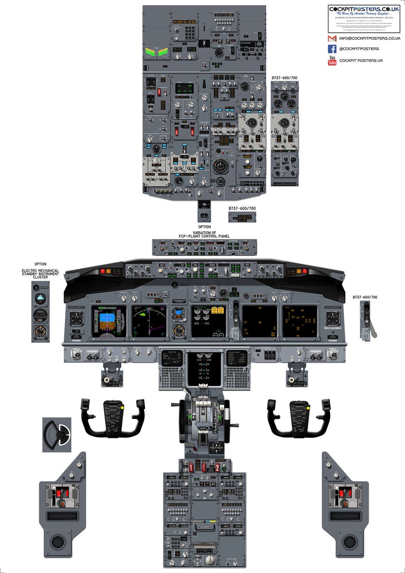 Boeing 737NG Differences Cockpit Poster - 737-600/700-800/900 ...