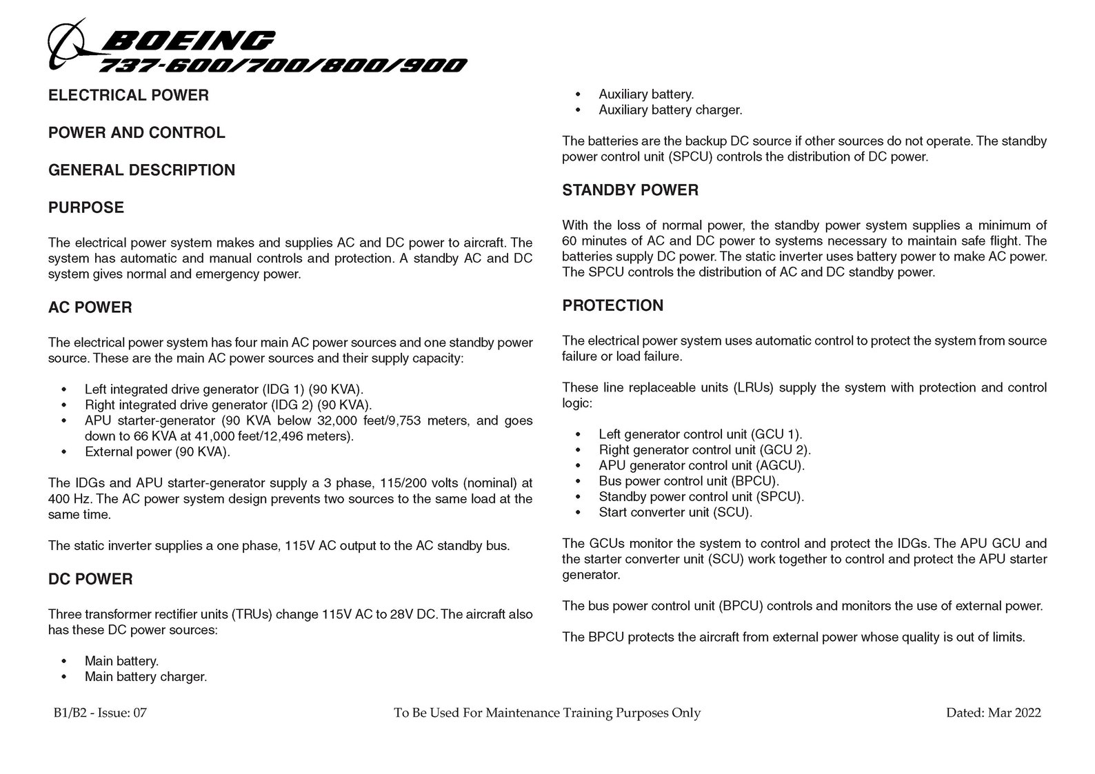 Boeing 737NG B1/B2 Maintenance Training Manual - All ATA Chapters ...
