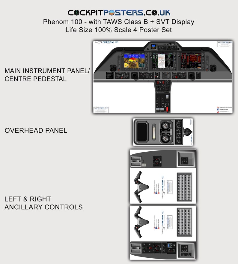 Embraer Phenom 100 Cockpit Poster - Class B TAWS – Prodigy SVT G1000 ...