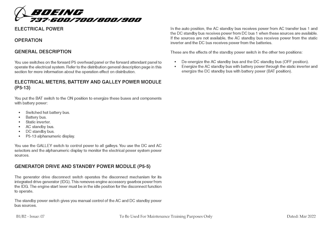 Boeing 737NG B1/B2 Maintenance Training Manual All ATA Chapters ...