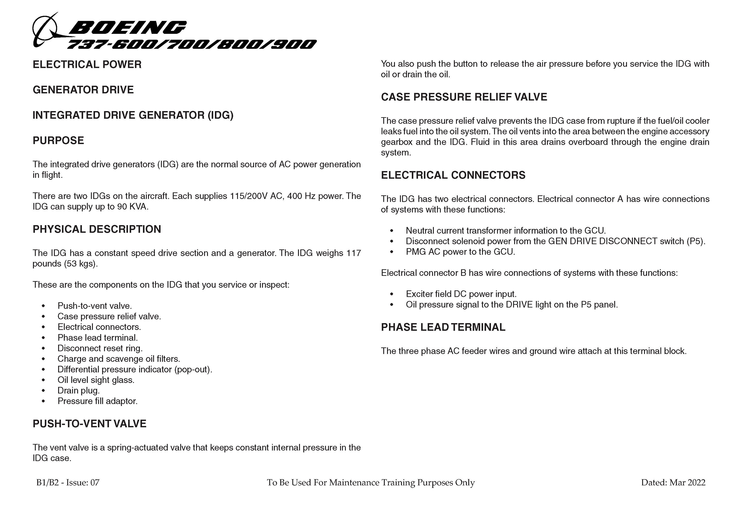 Boeing 737NG B1/B2 Maintenance Training Manual All ATA Chapters ...