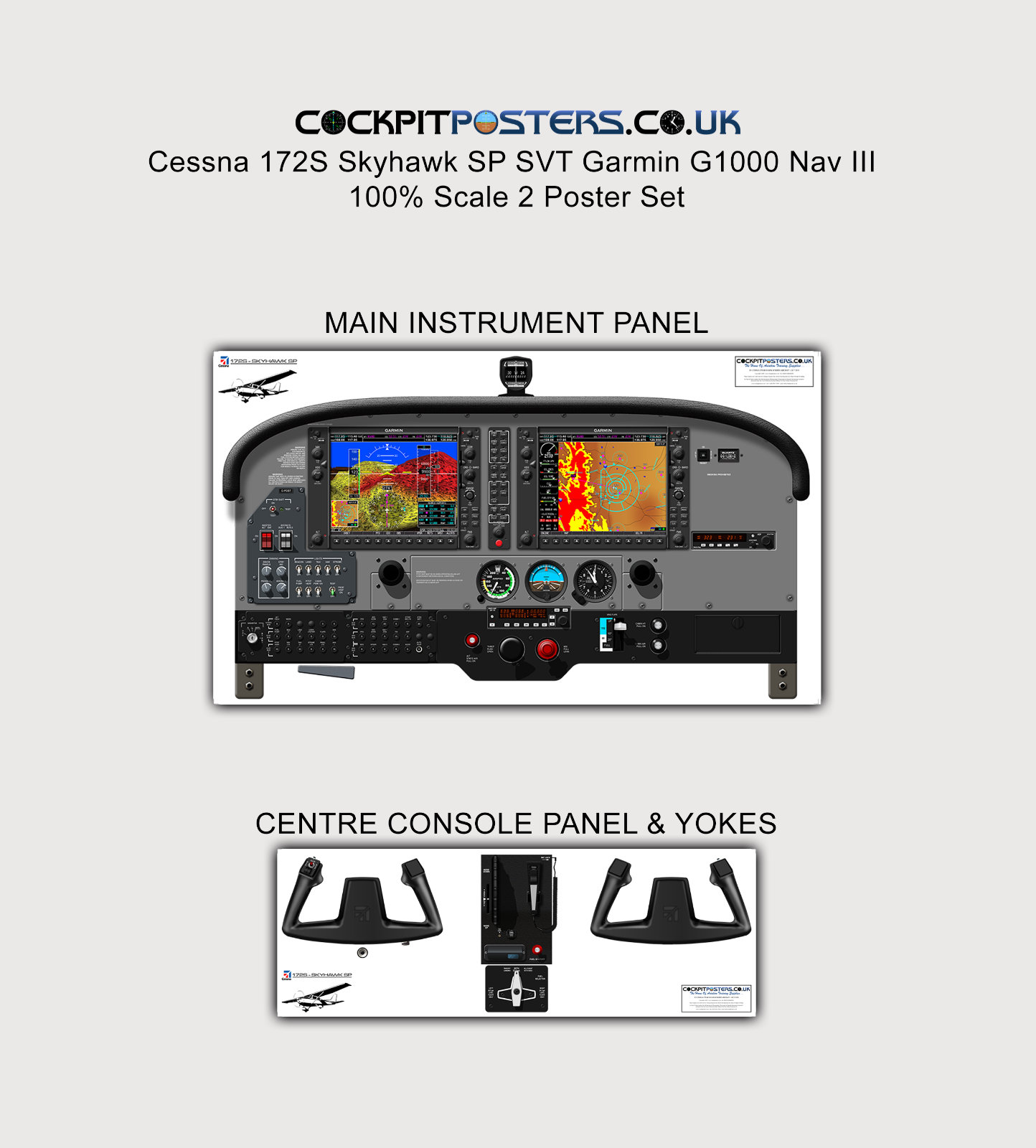 Cessna 172S Skyhawk Cockpit Poster With SVT Garmin G1000 Glass Cockpit ...