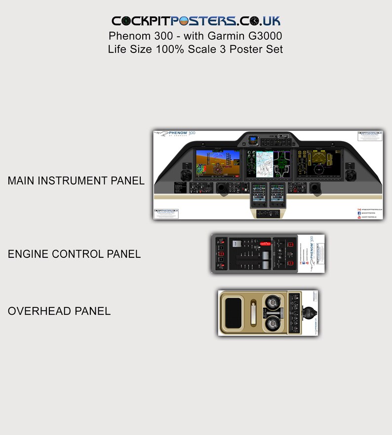 Embraer Phenom 300 Cockpit Poster - Garmin G3000 Flight Deck - Etsy
